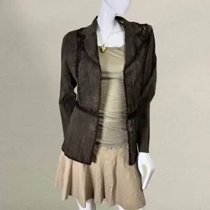 White Stag | Jackets & Coats | Brown Suede Jacket Crochet Trim Boho ...